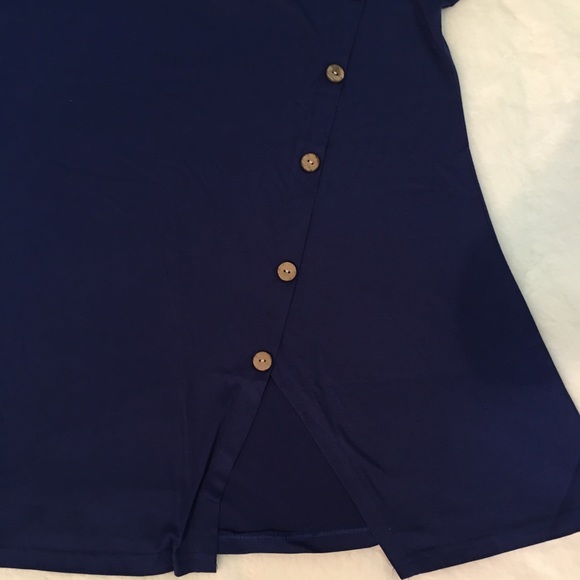Tops | Royal Blue Tee With Diagonal Button Detail | Poshmark